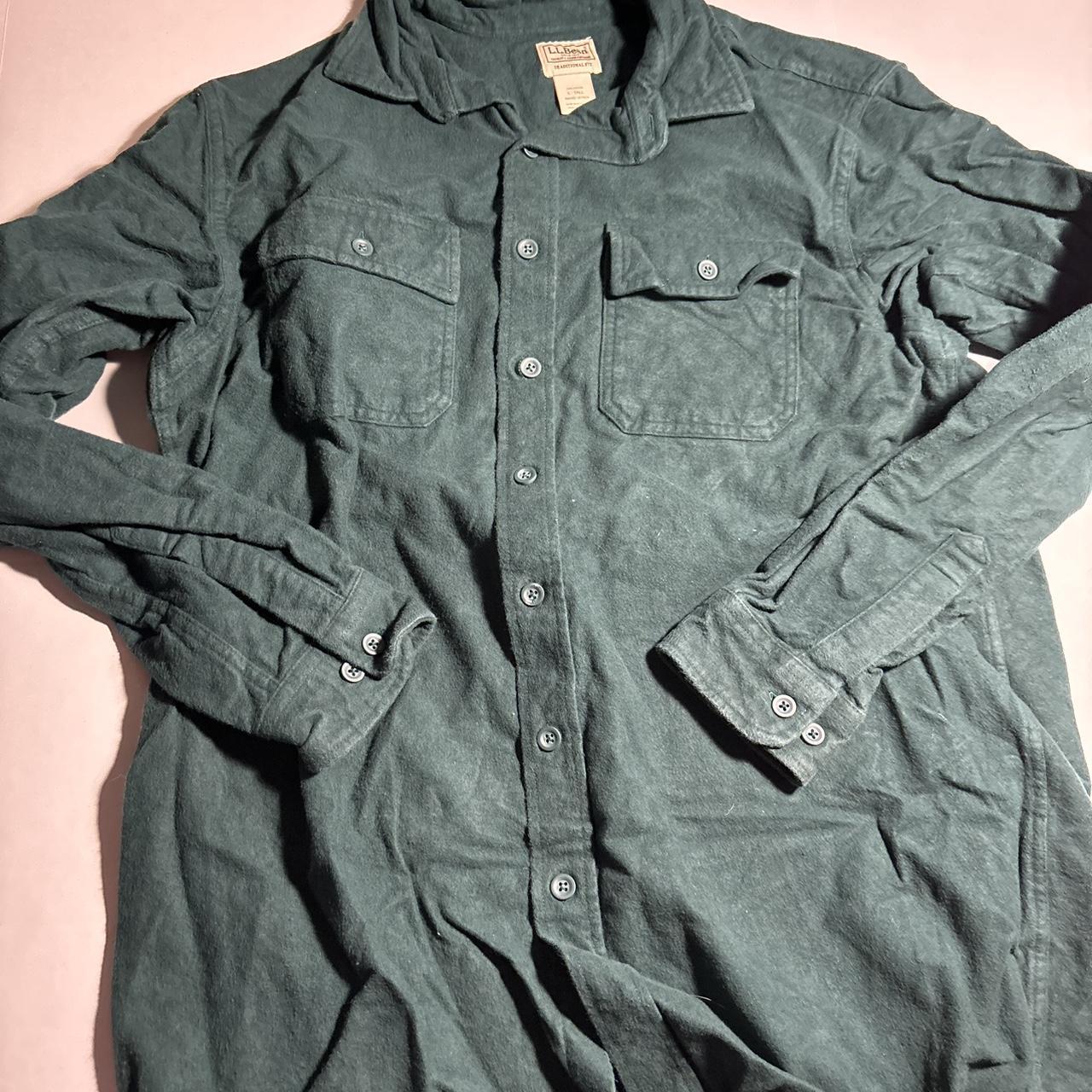 Ll bean Green cotton button-up shirt #indie | Depop