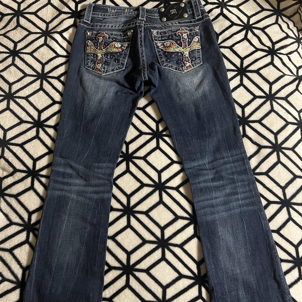 low rise flared miss me jeans I luv the... - Depop