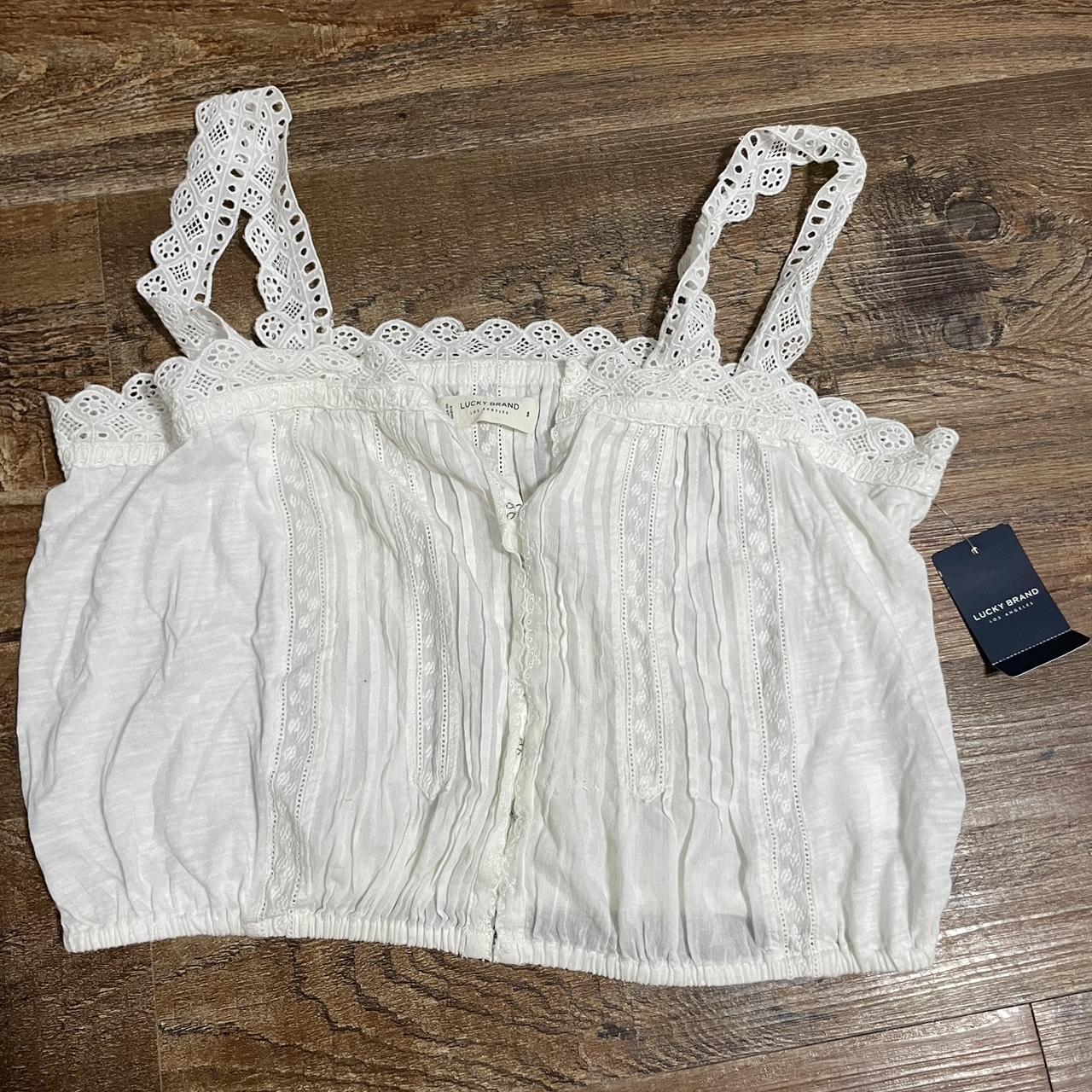White brand new lucky brand crop top - Depop
