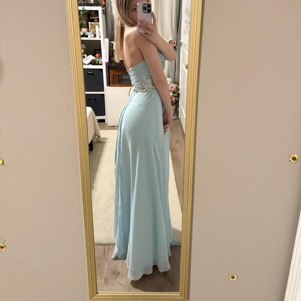2000s Prom Dress! Baby blue maxi formal dress with... | Depop