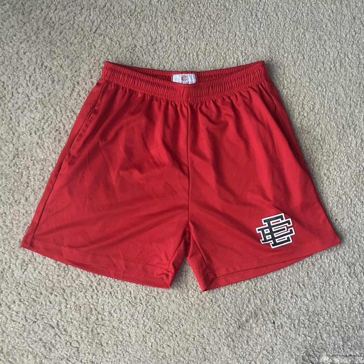 Red Eric Emmanuel Shorts Size Large Dm me for any... - Depop