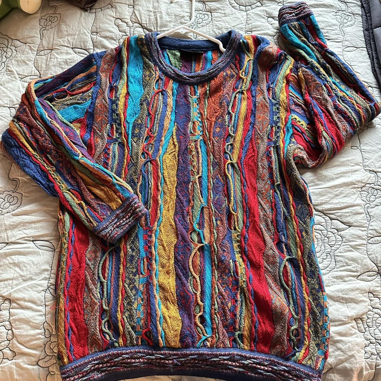 Multicolor rainbow sweater from brand geccu, looks... - Depop