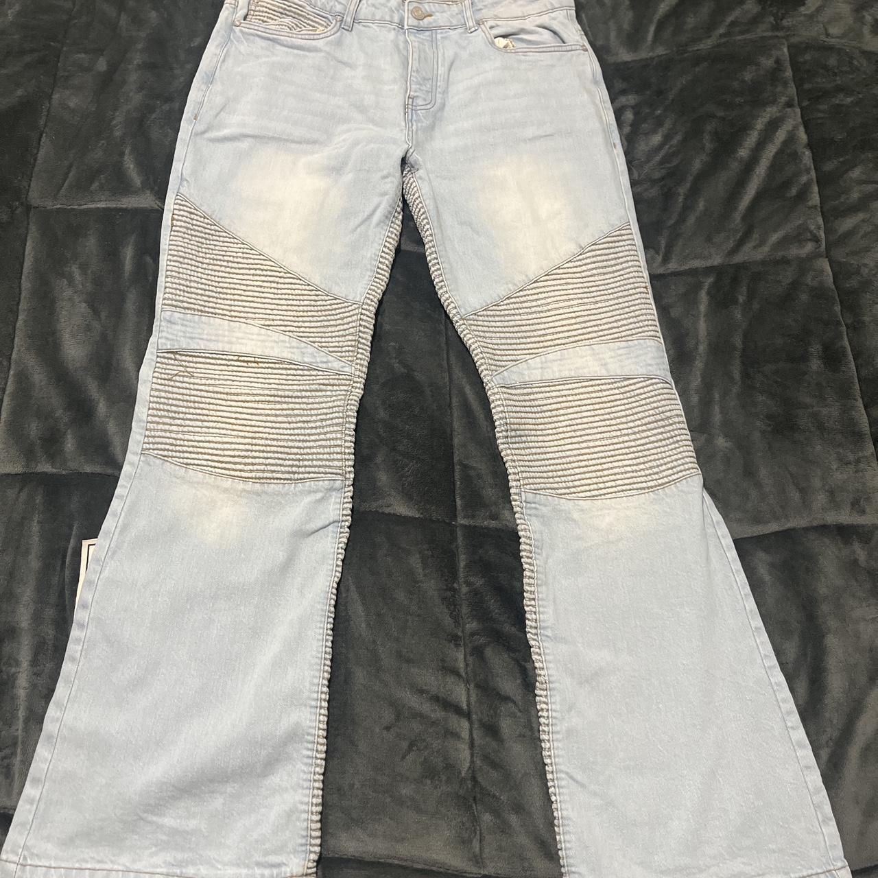 Flared blue jeans Unisex #FlaredJeans #BoohooMAN #Jeans - Depop