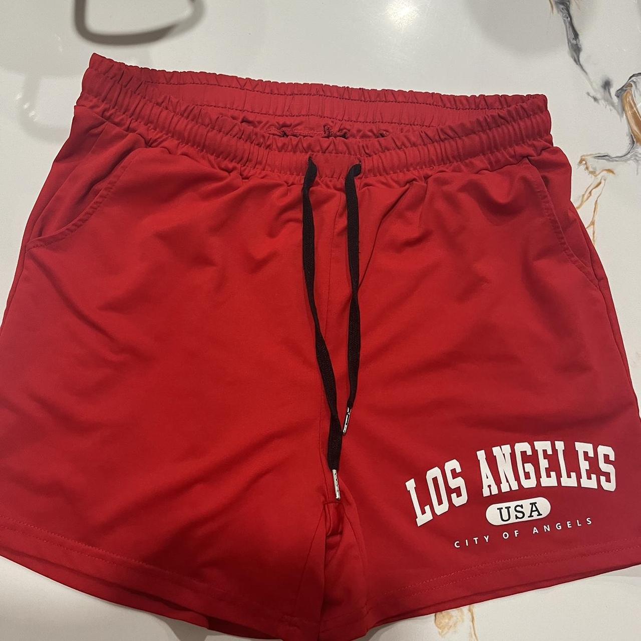 Red los angles shorts basically brand new Size L - Depop