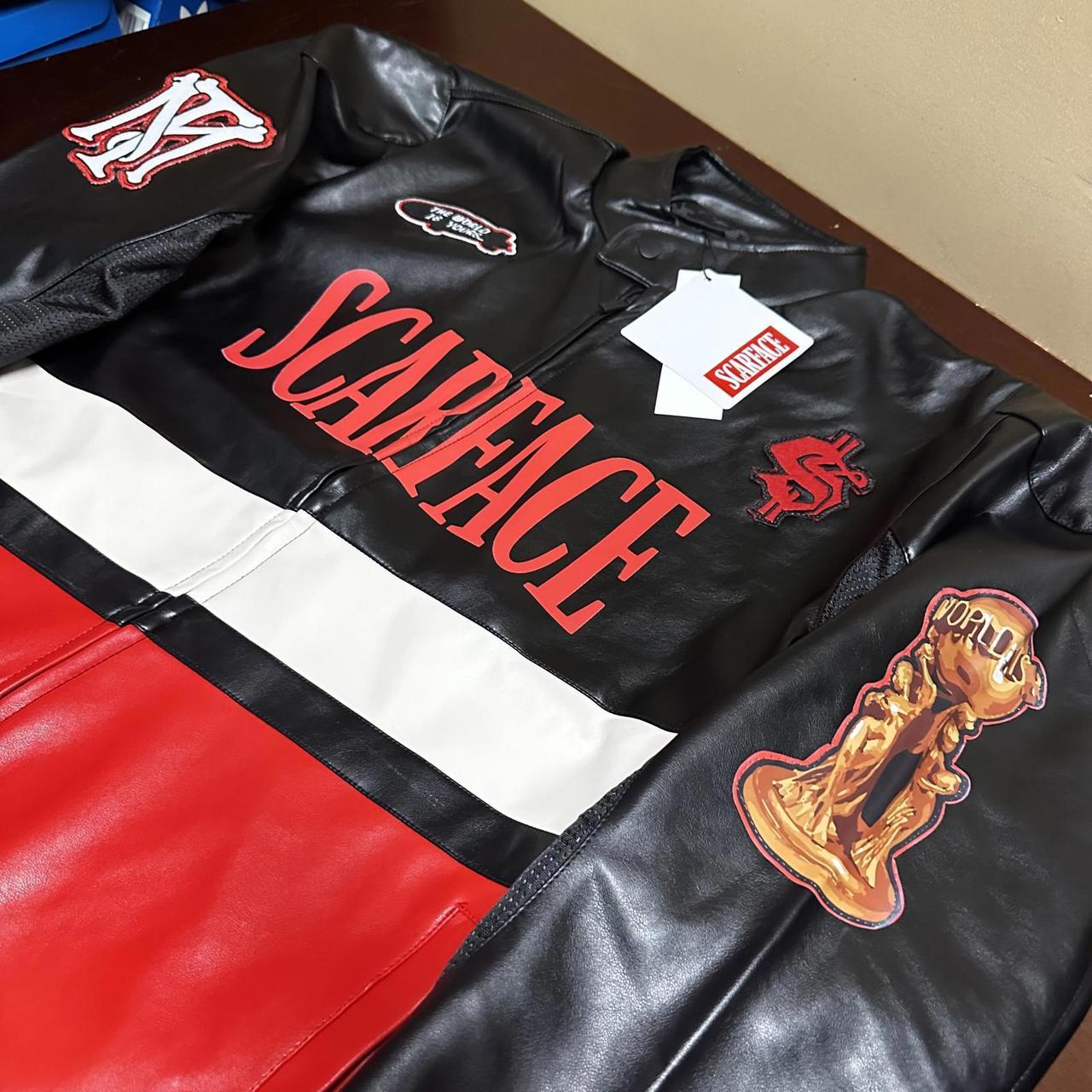 Scarface reason, Faux leather mens biker jacket, XL - Depop