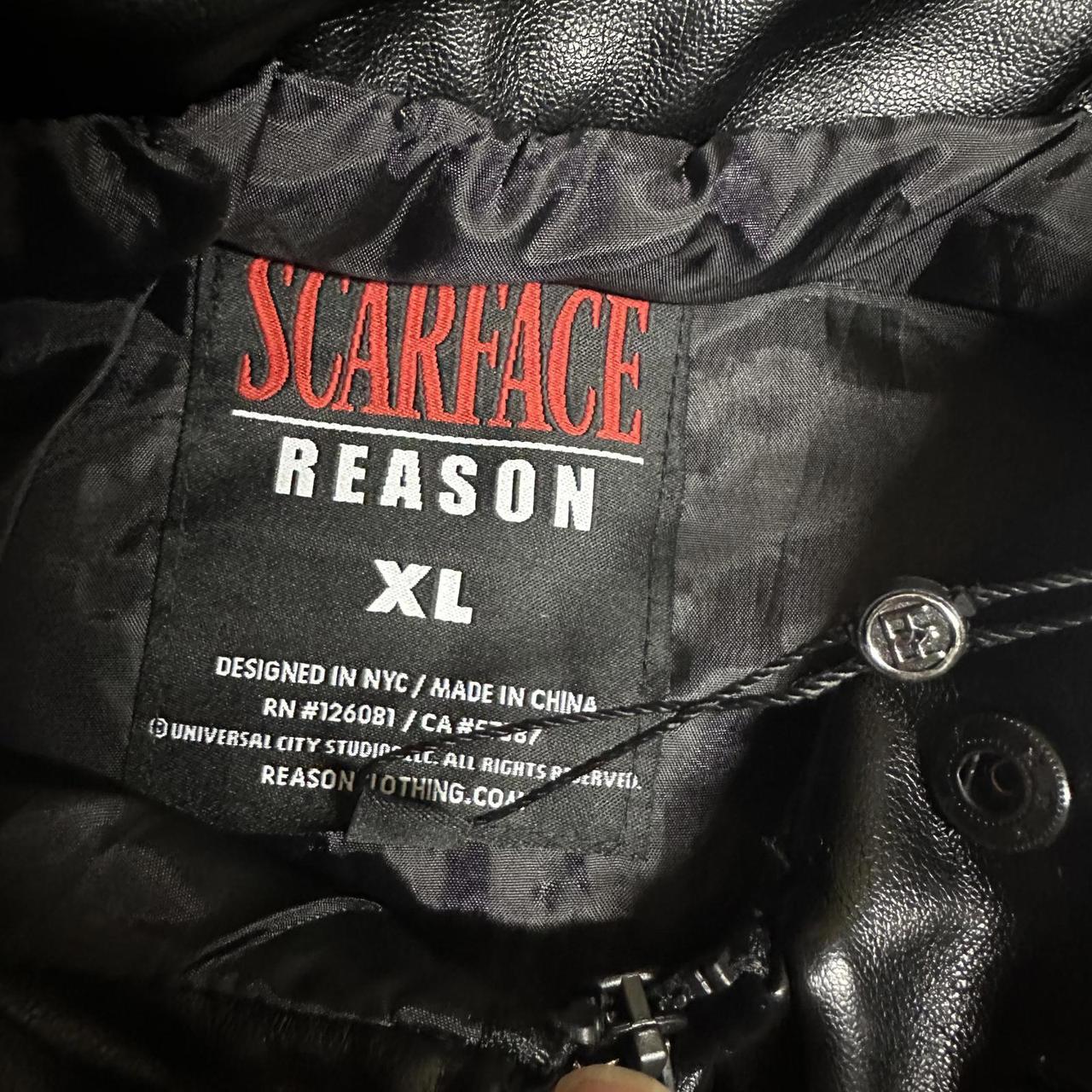 Scarface reason, Faux leather mens biker jacket, XL - Depop