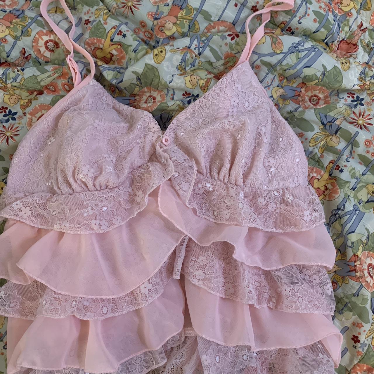 Brand new Pink lace ruffle cami top #cottagecore... - Depop