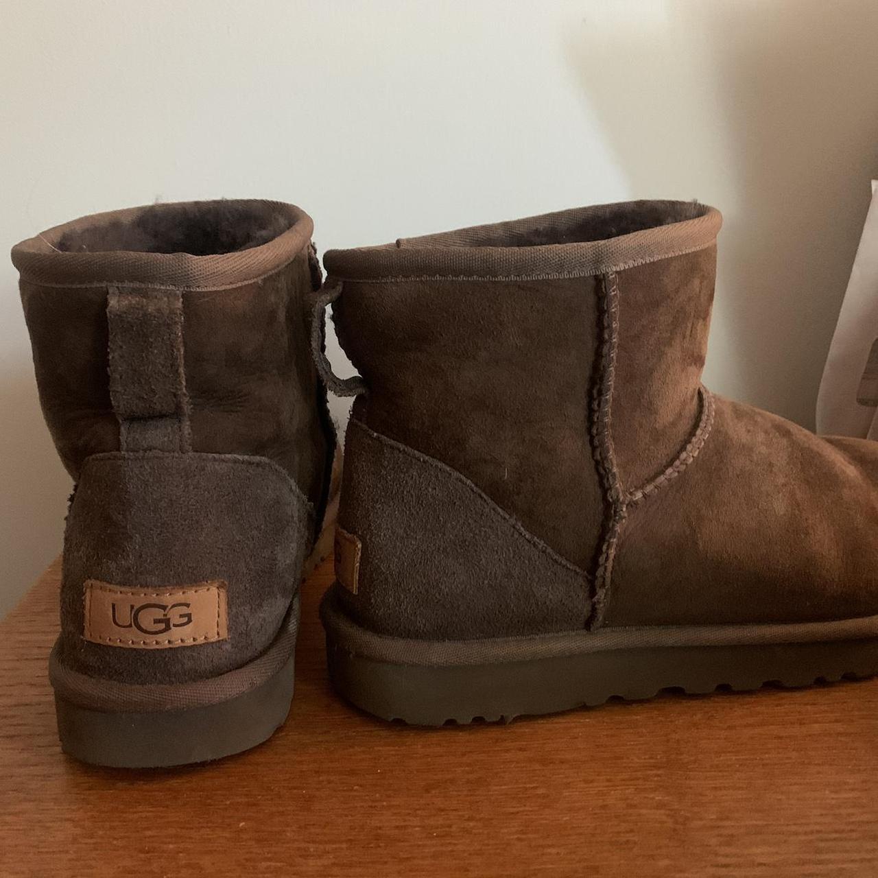 Uggs- real classic mini dark brown boots. Chocolate - Depop