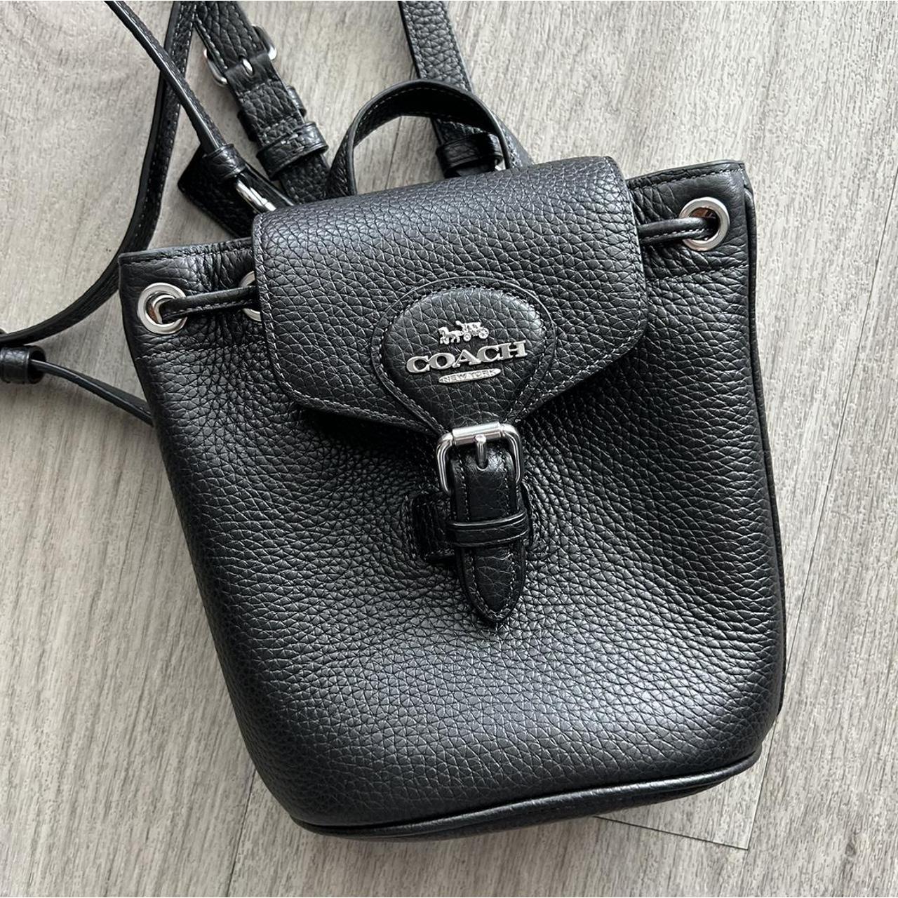 COACH MINI BACKPACK in black with silver hardware!... - Depop