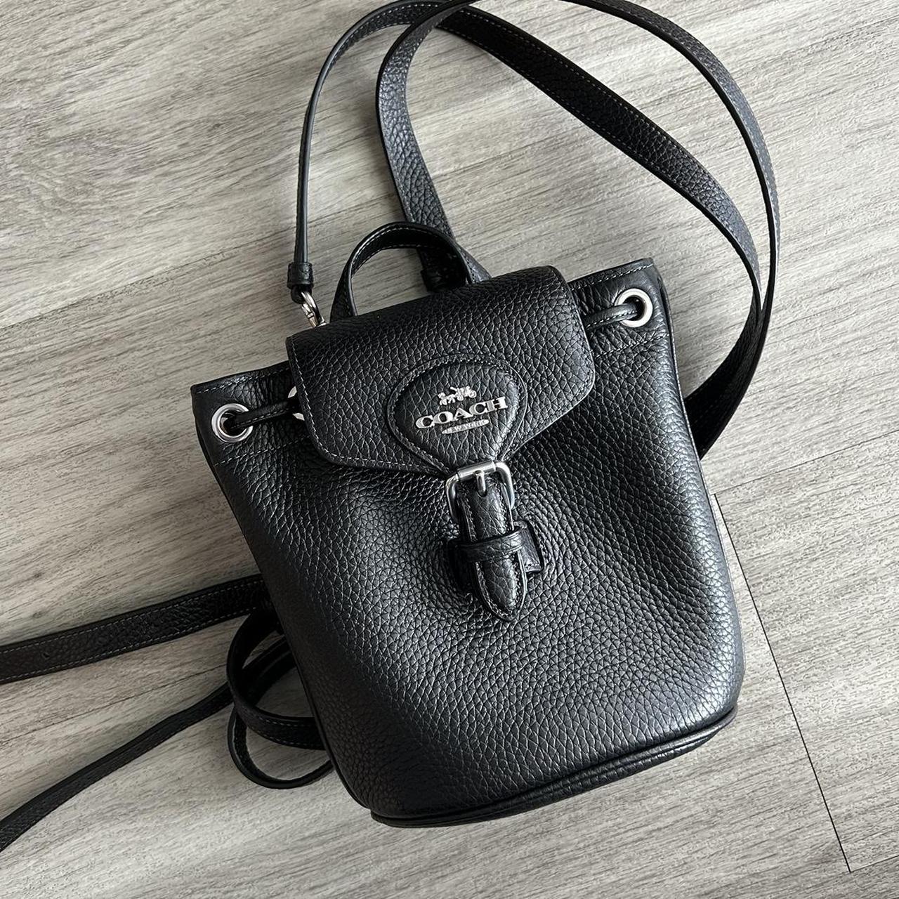 COACH MINI BACKPACK in black with silver hardware!... - Depop