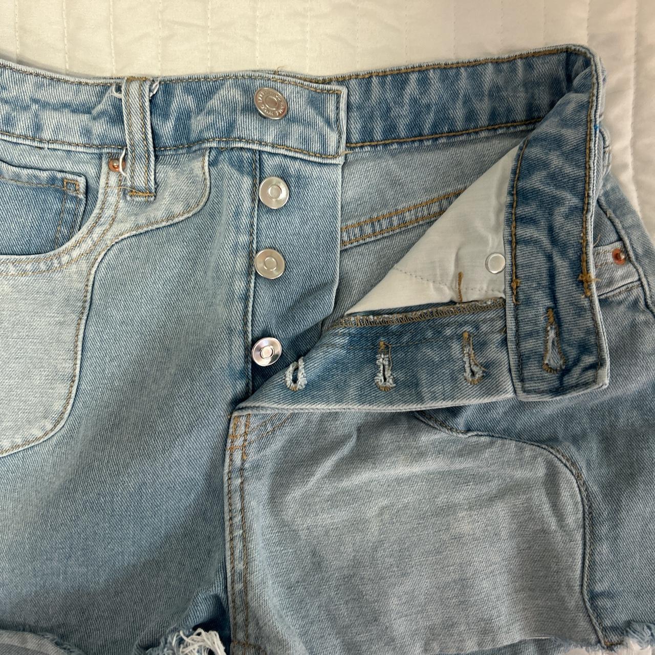 Denim jean shorts from Target with design and 4... - Depop