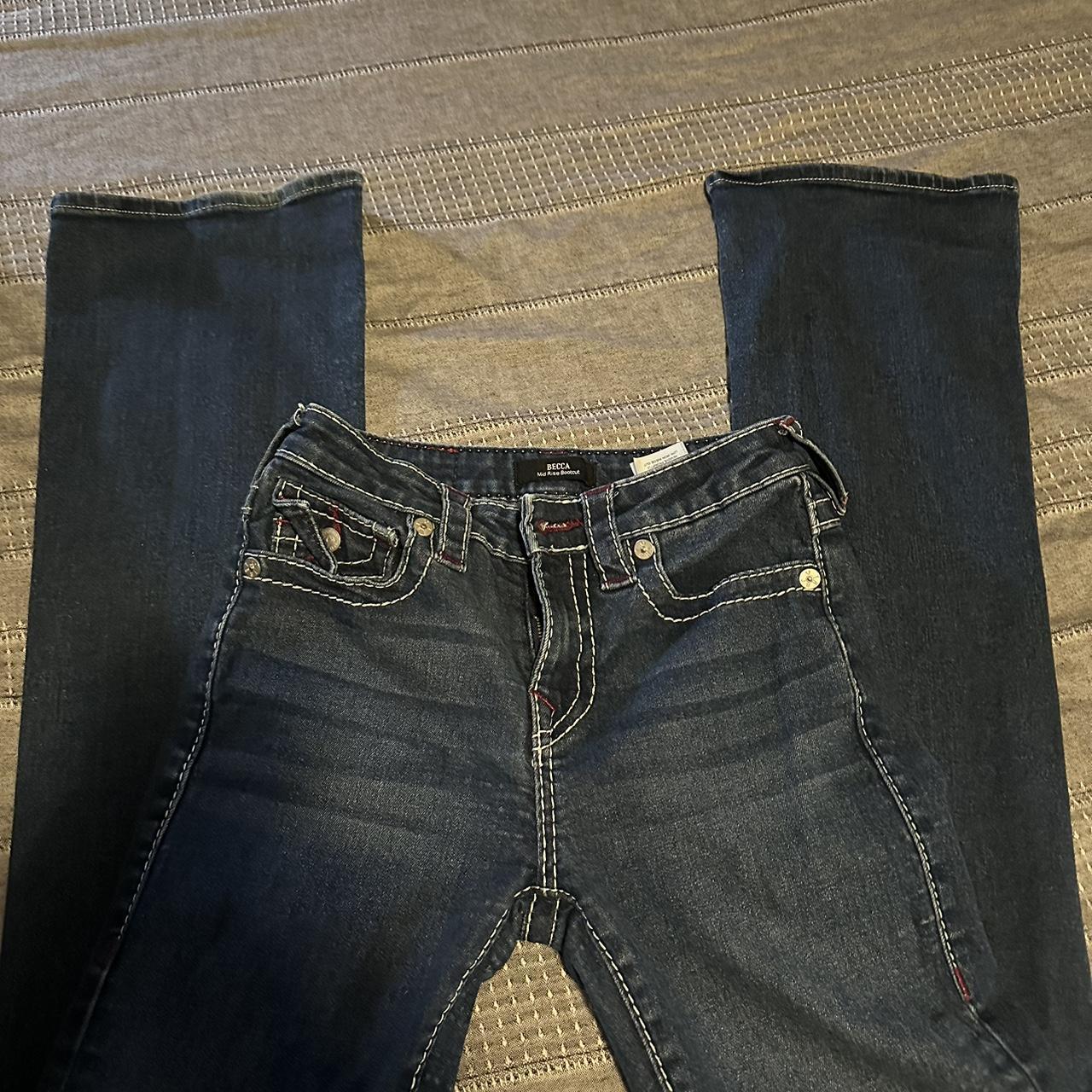 true religion white n red stitching bootcut mid... - Depop