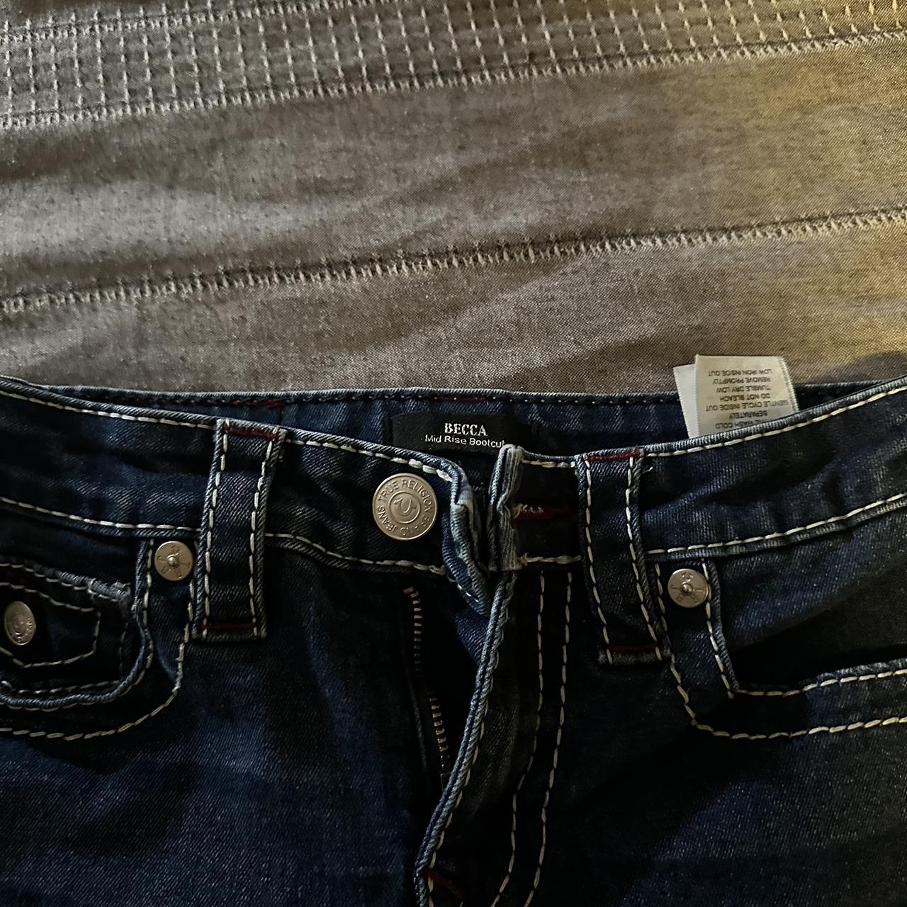 true religion white n red stitching bootcut mid... - Depop