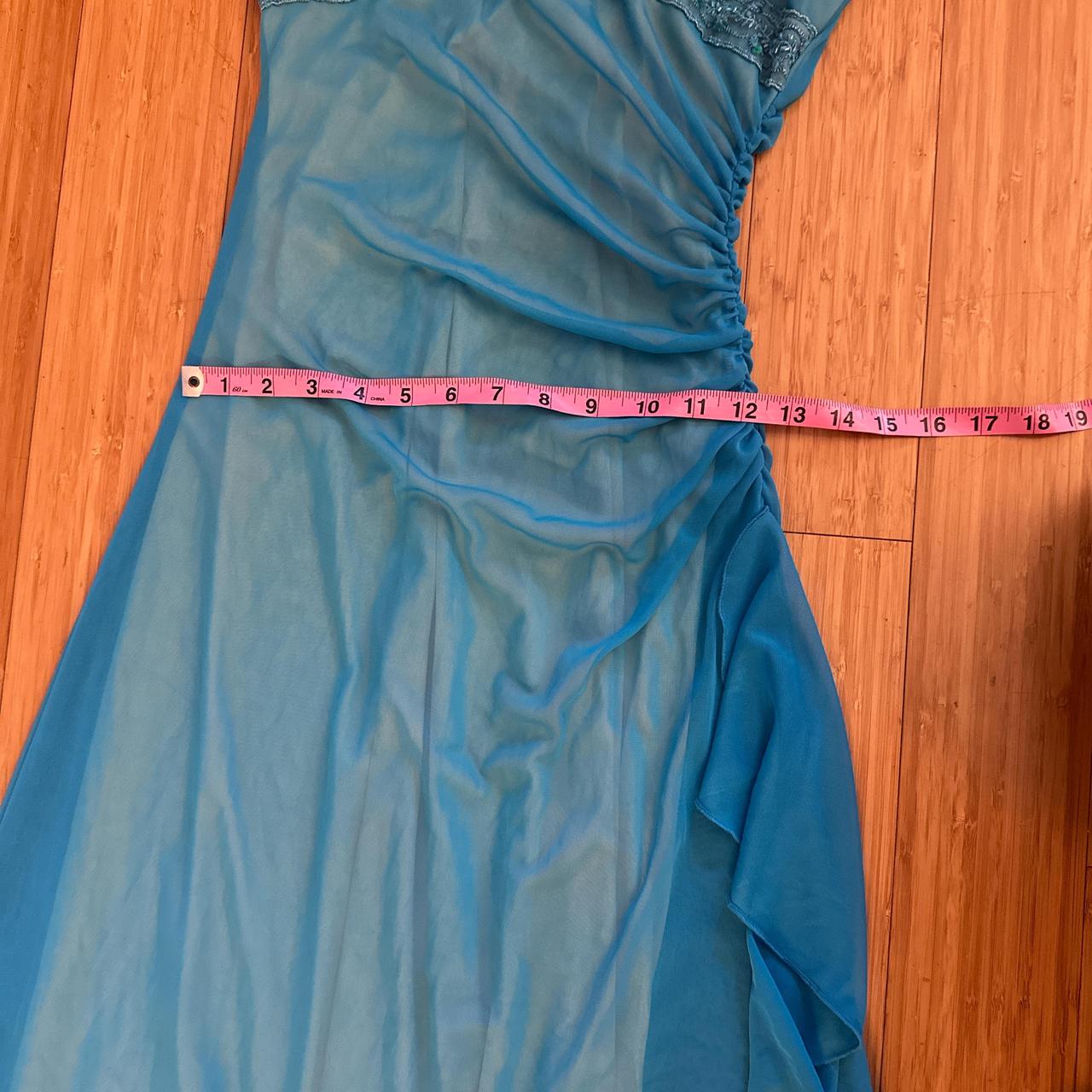 Vintage Y2K era Blue maxi dress with ruching,... | Depop