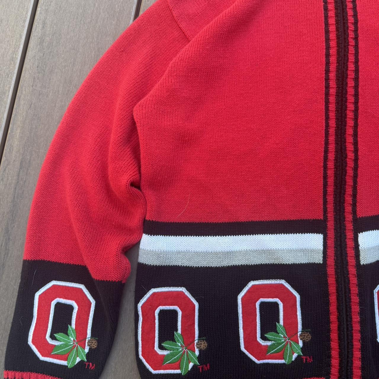 Ohio State Buckeyes vintage red and black cardigan... | Depop