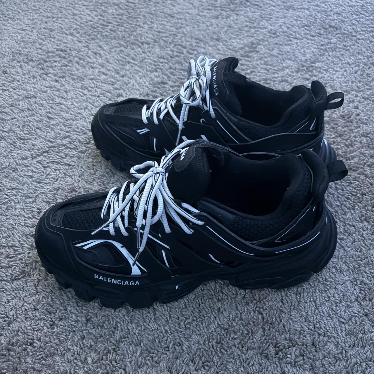 Black Balenciaga Tracks Runners White Laces Great... - Depop
