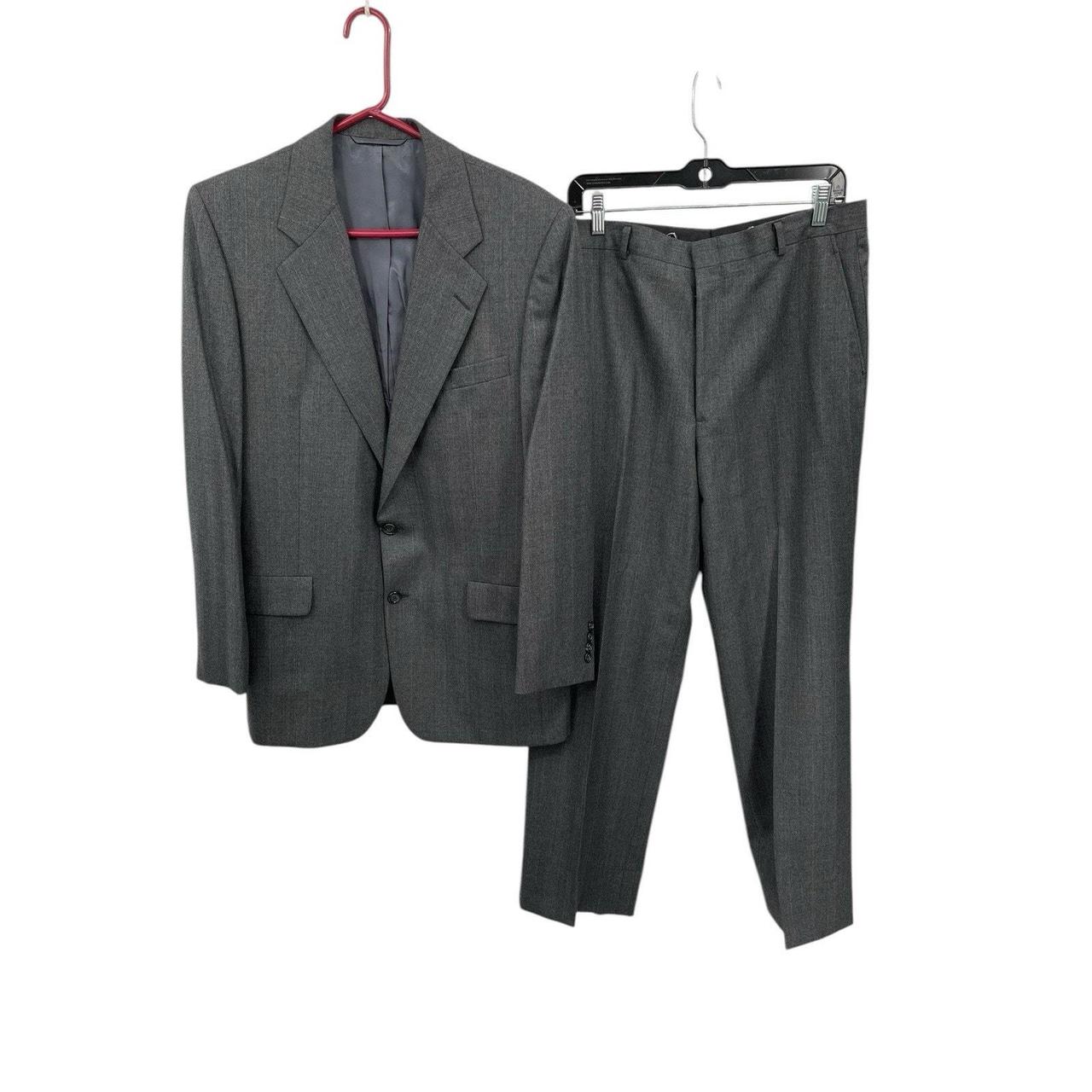 Vintage Hickey Freeman suit. Gray wool with red and... | Depop