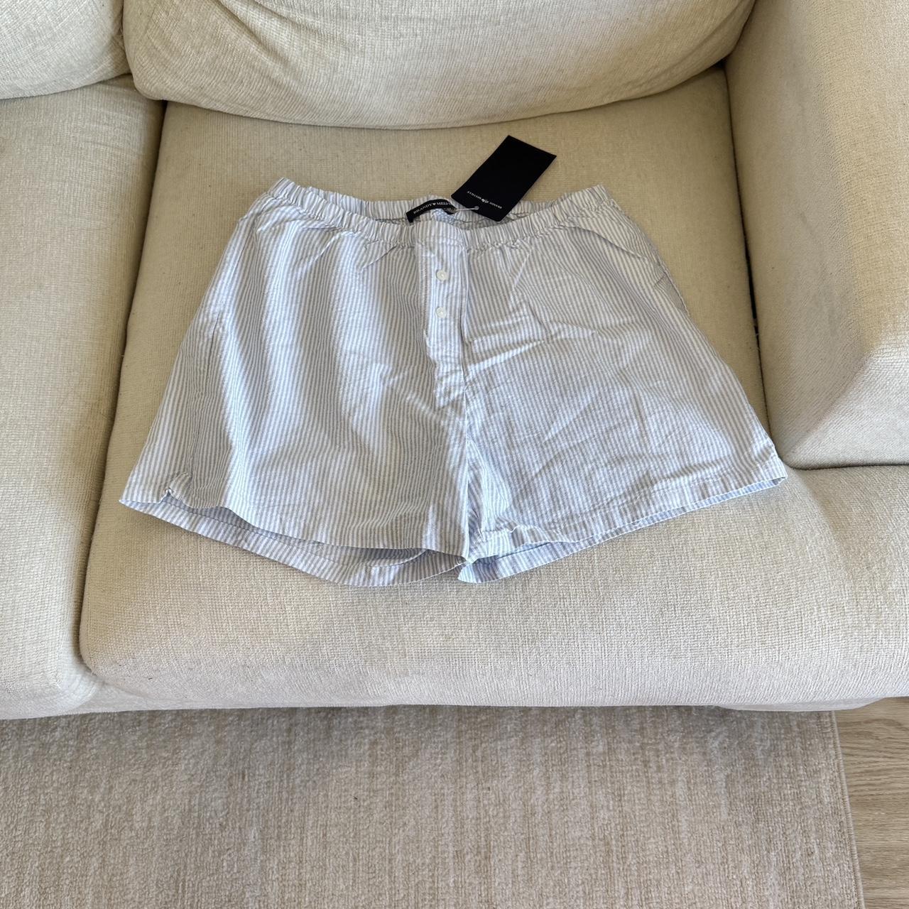 Brandy Melville Keira Long Striped Boxer Shorts... | Depop