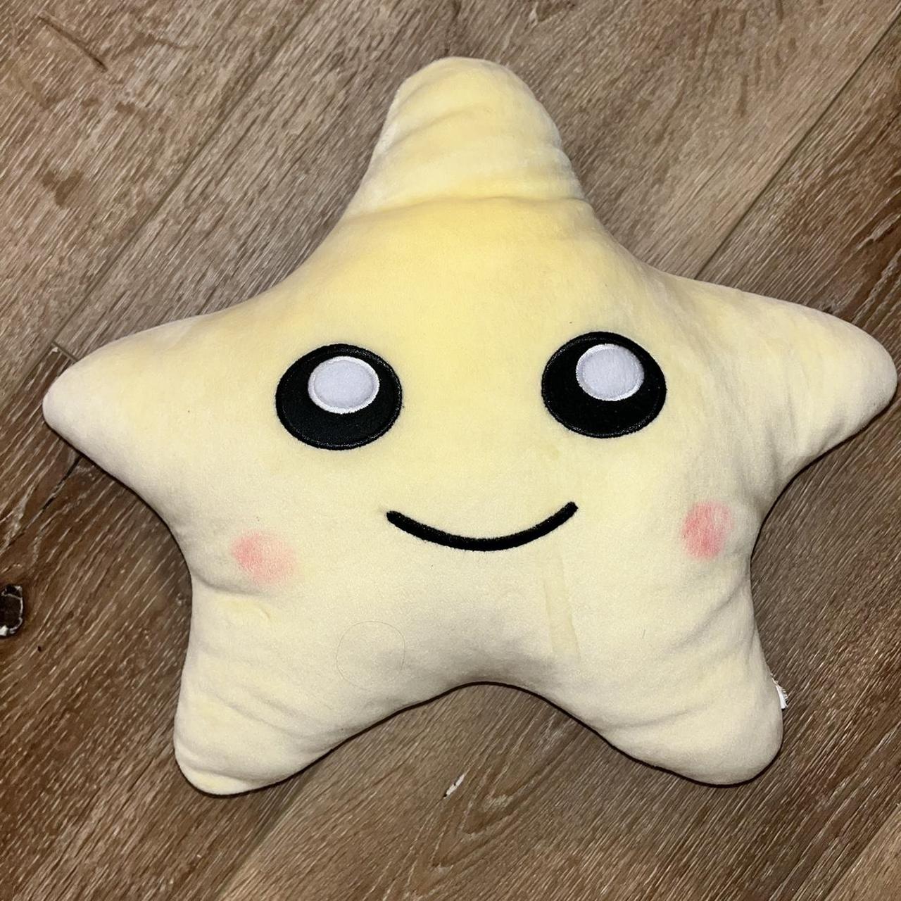 yellow star plush star shaped plush with blush and... - Depop