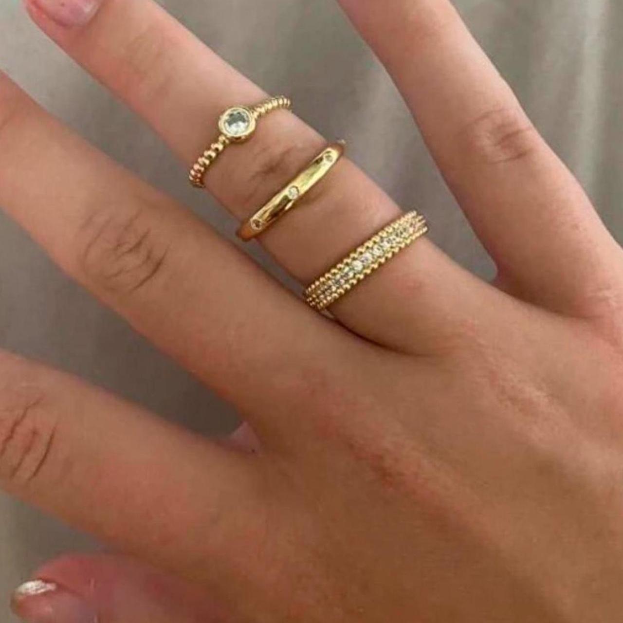 Women rings- Gold stackable ring set - 3 rings... - Depop