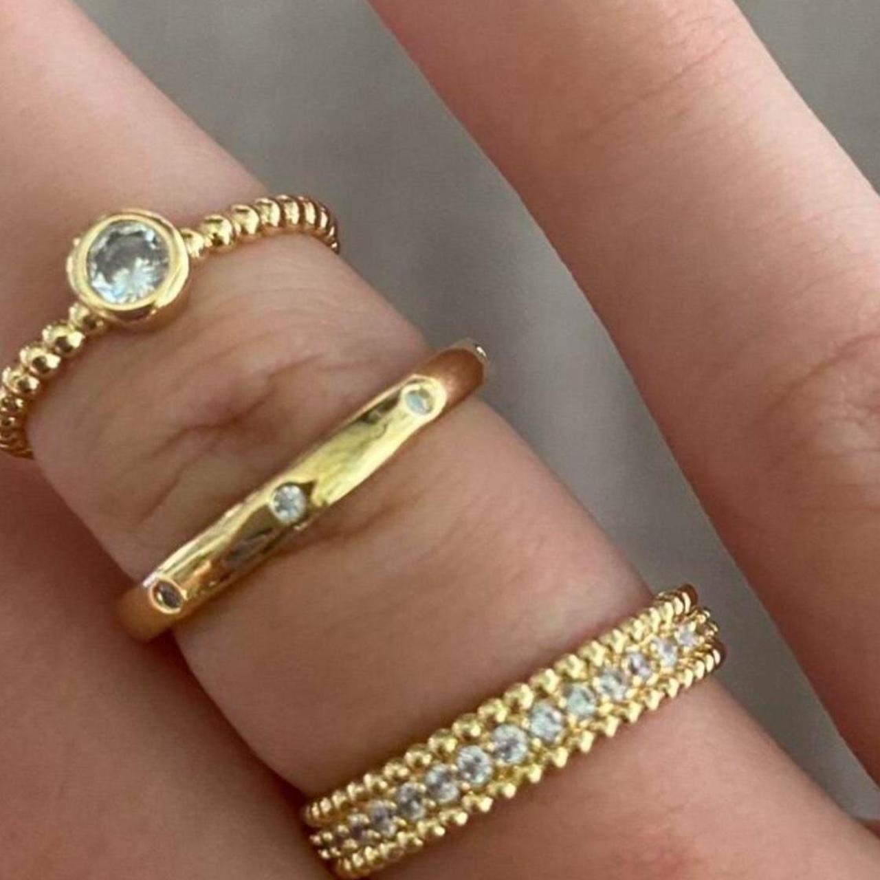 Women rings- Gold stackable ring set - 3 rings... - Depop
