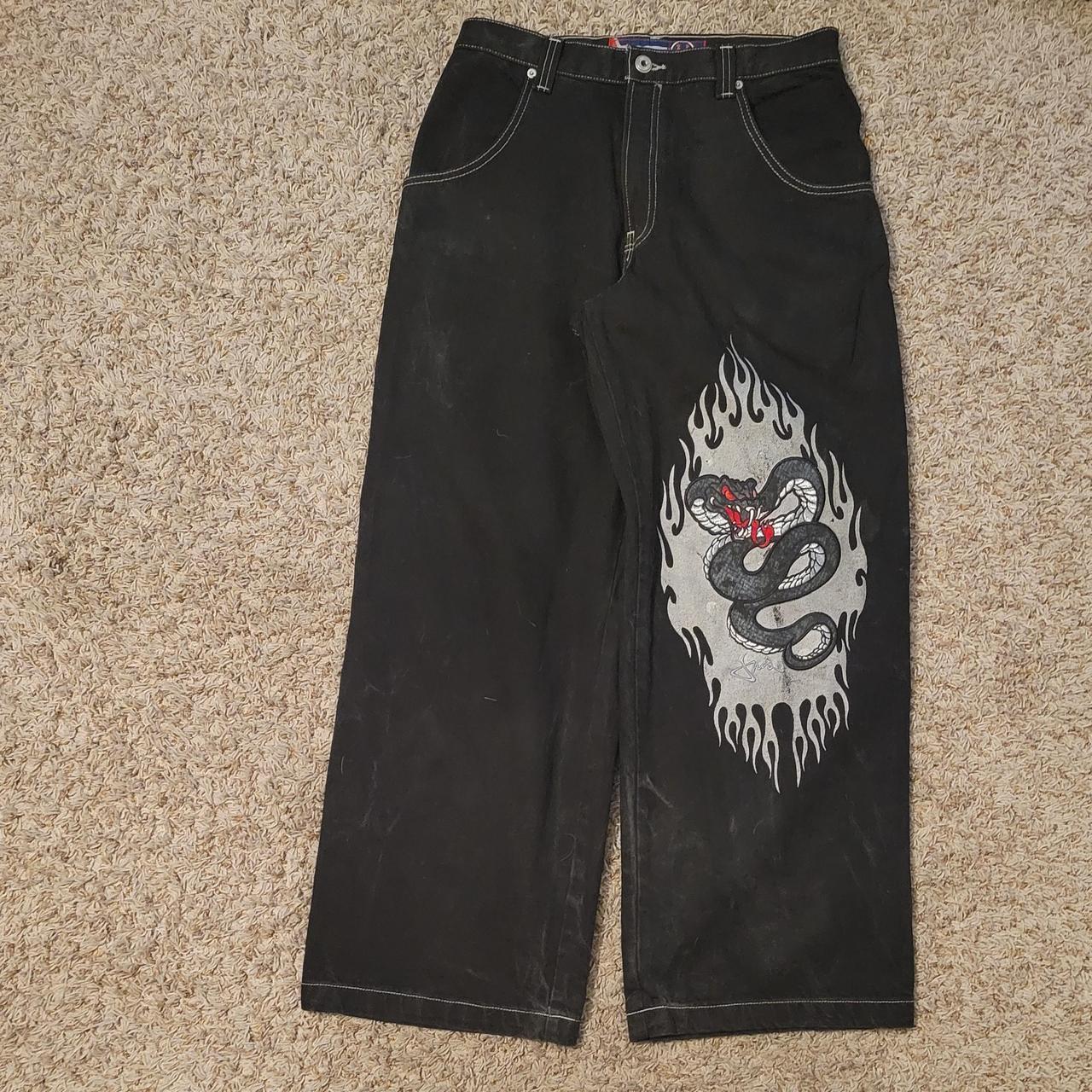 jnco flaming snakes 33 x 32 perfect condition shoot... | Depop