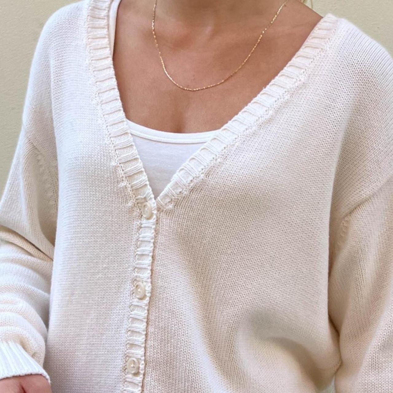 Brandy Melville Cream Oversized Cardigan - Depop