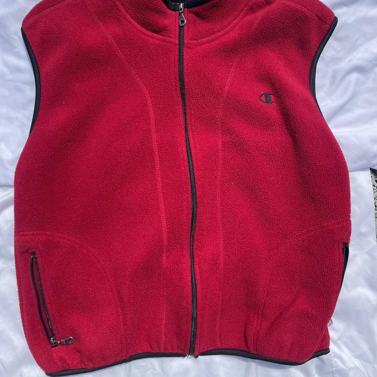 Champion zip up, red color, soft material, good... - Depop