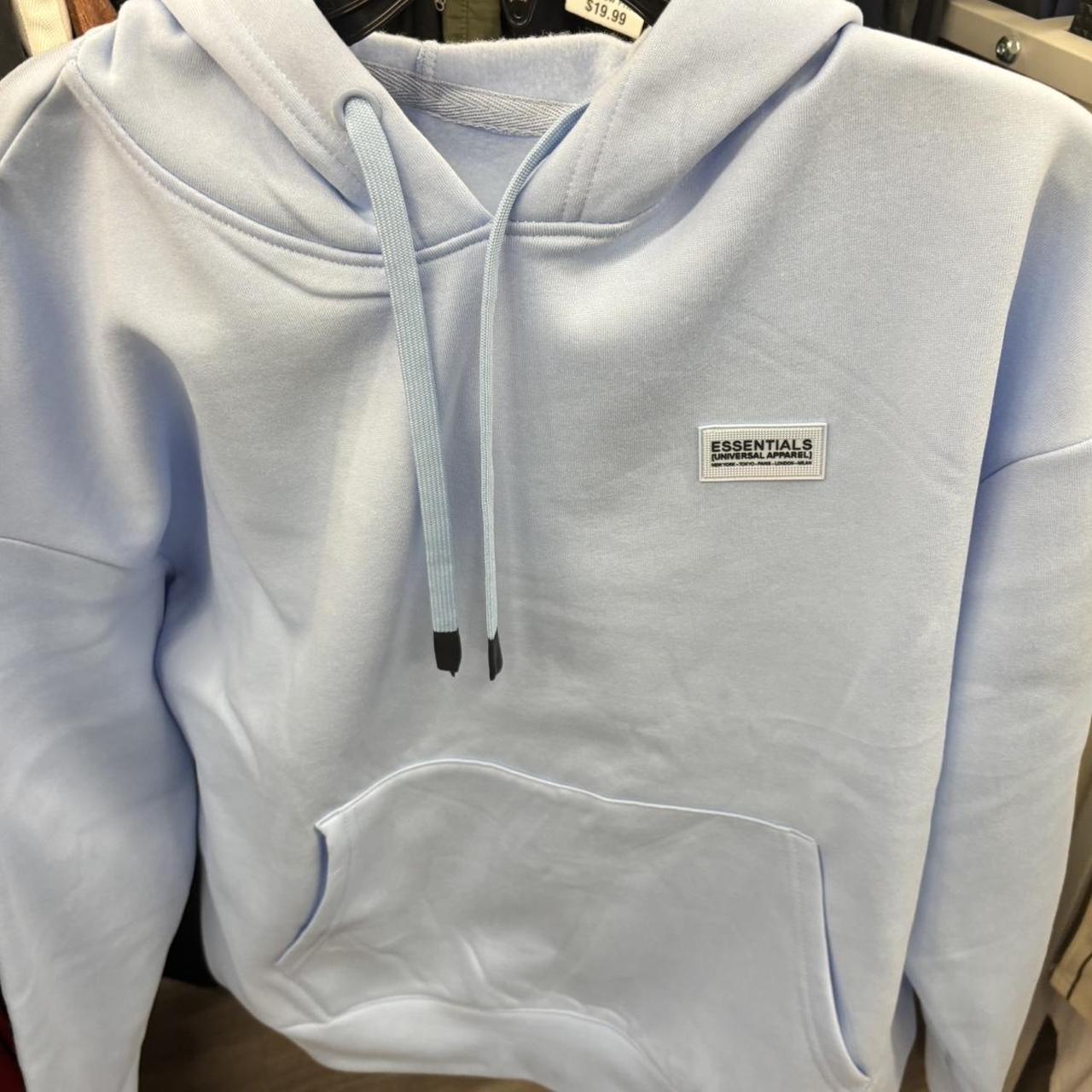 Large Essentials light blue hoodie - Depop