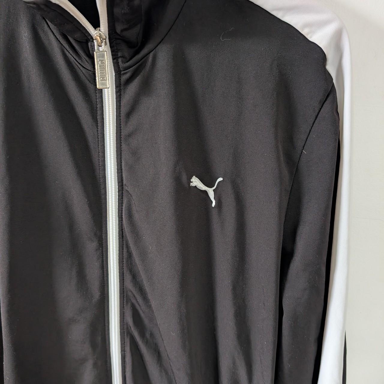 Vintage Puma black and white zip-up track jacket... | Depop