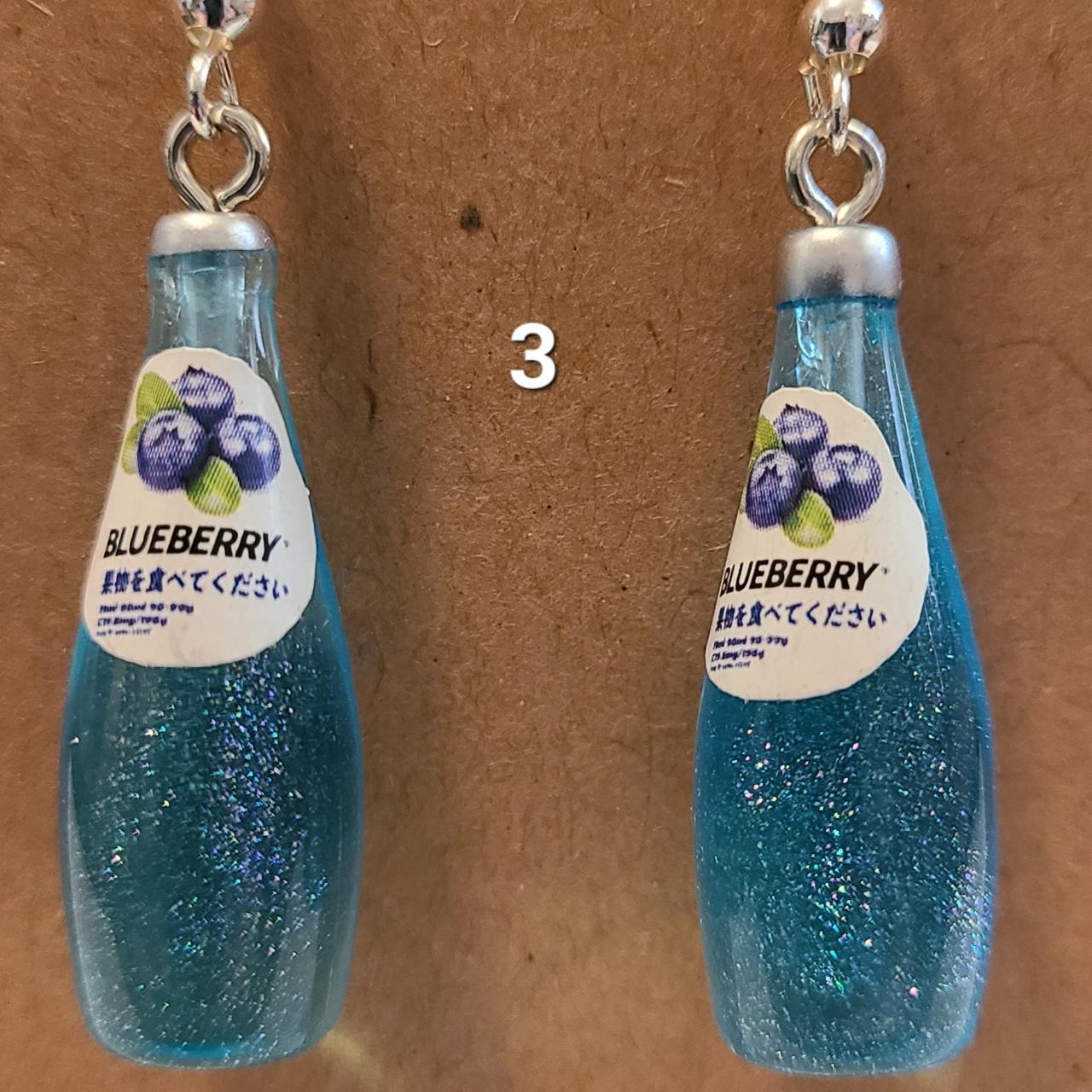 Blueberry drink dangle earrings. - Depop