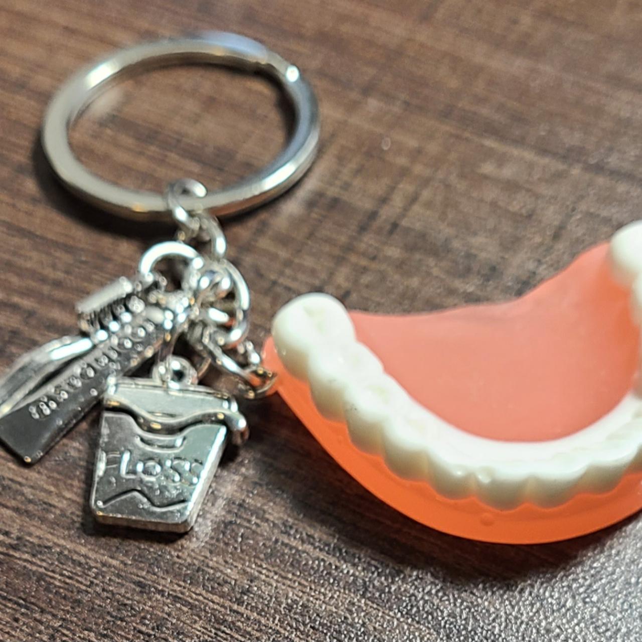False Teeth keychain with Flosser, toothpaste and... - Depop