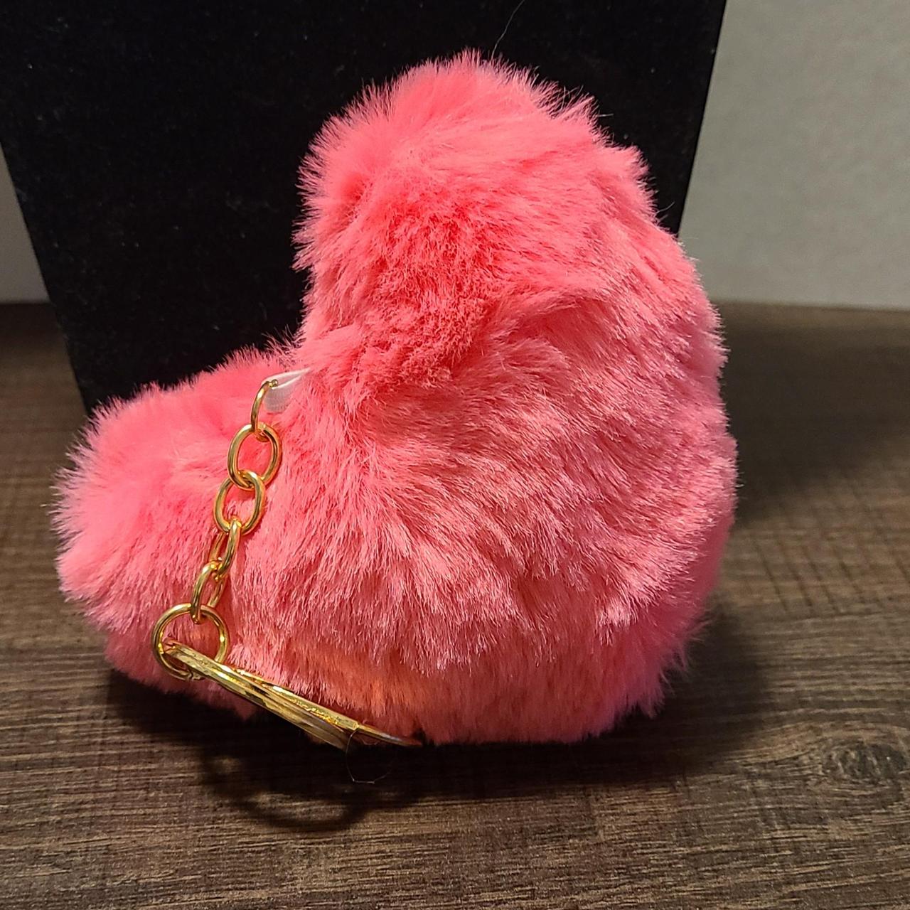 Big Fluffy Super Soft Pink Heart Keychain.... - Depop