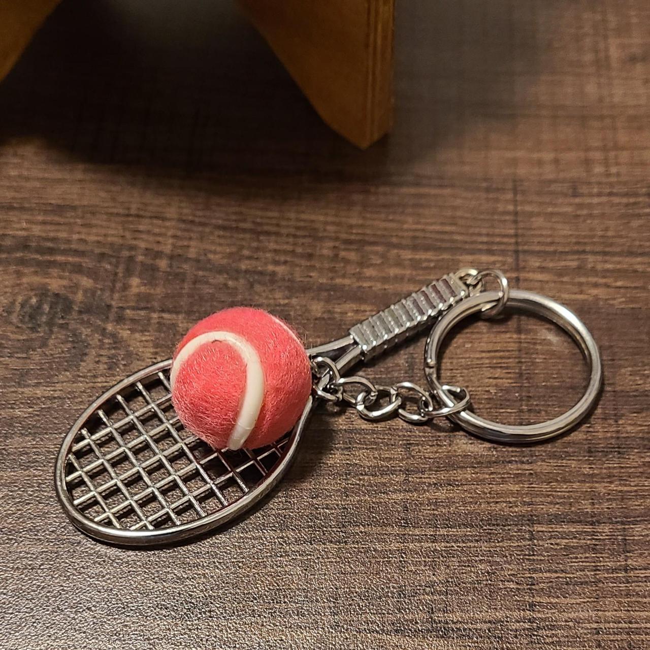 Unbranded Tennis Racket w/Red Rose Ball Keychain... - Depop