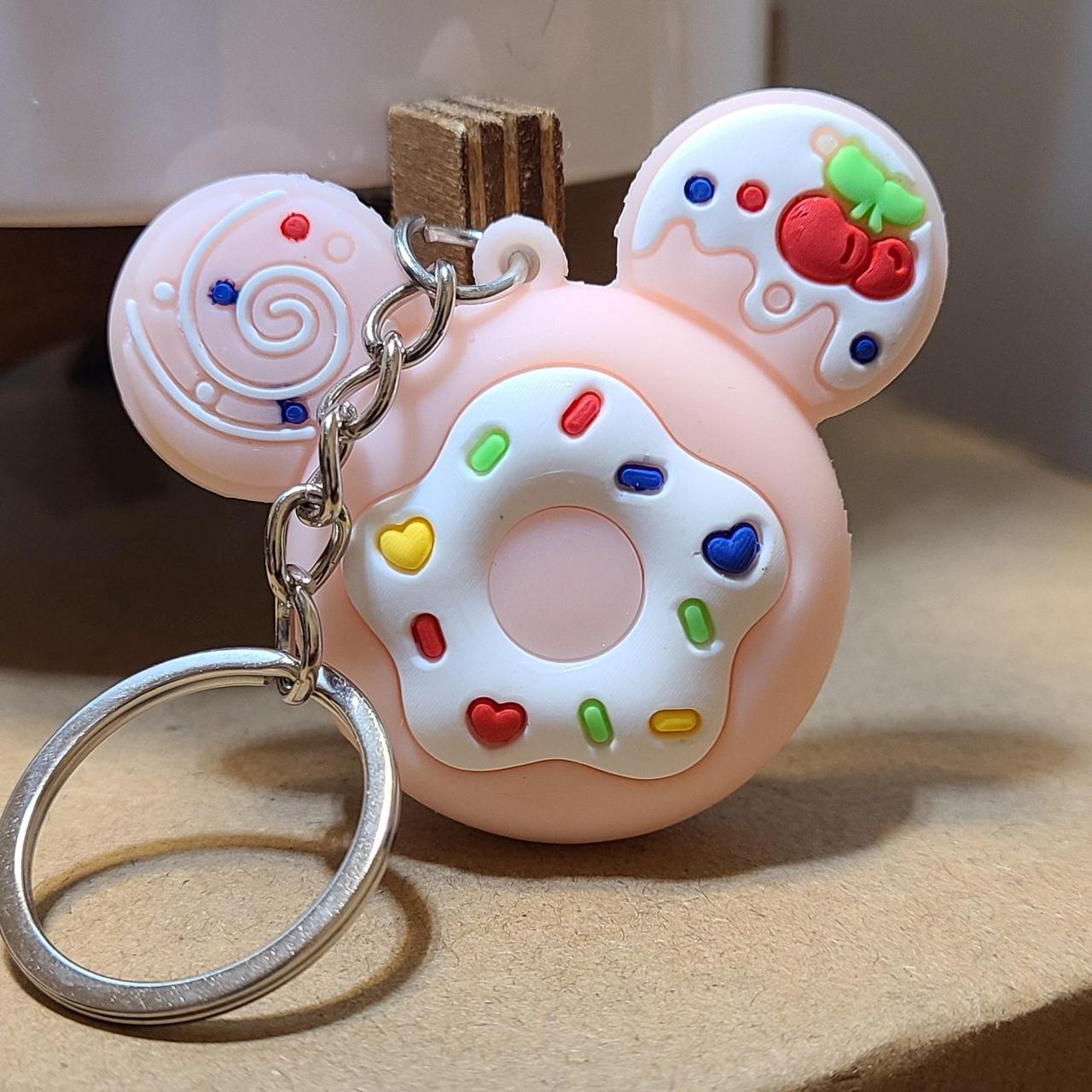 Unbranded Donut Keychain w/Ears Pink Tone Ladies... - Depop