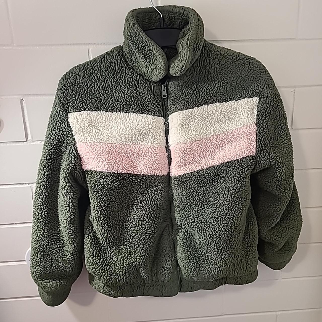 Wonder Nation Jacket Olive Green w/White & Pink... - Depop
