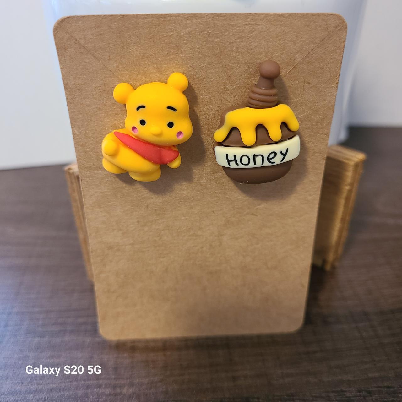 Handcrafted Bear & Honey Pot Go-Together 1" Stud... | Depop