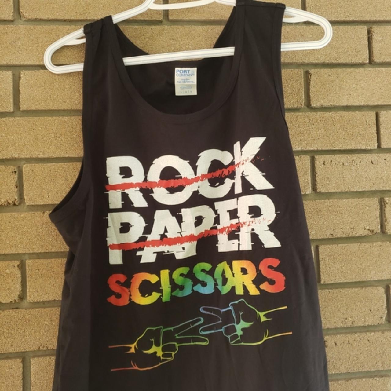 Black "Rock Paper Scissors" Tank Top Large new - Depop