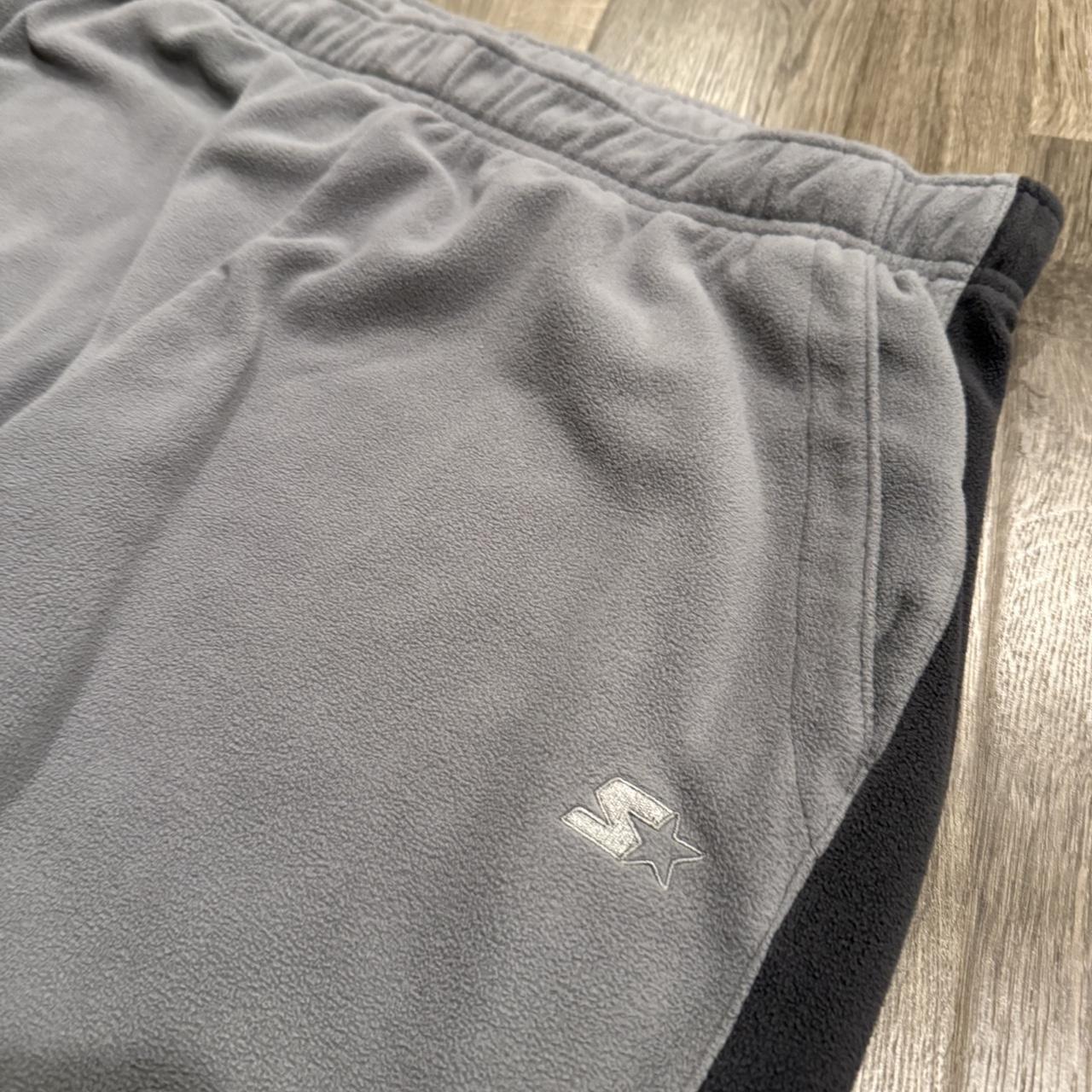 Grey Starter fleece sweatpants with embroidered logo... | Depop
