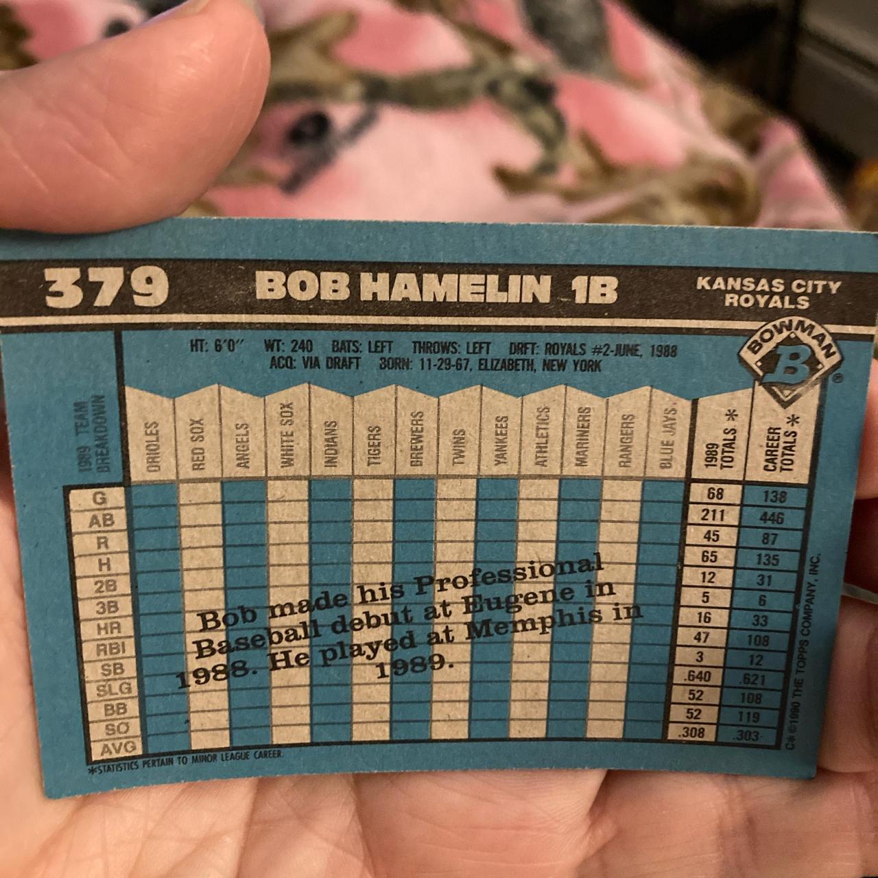 1990 Bowman #379 Bob Hamelin RC Rookie Card Kansas... - Depop