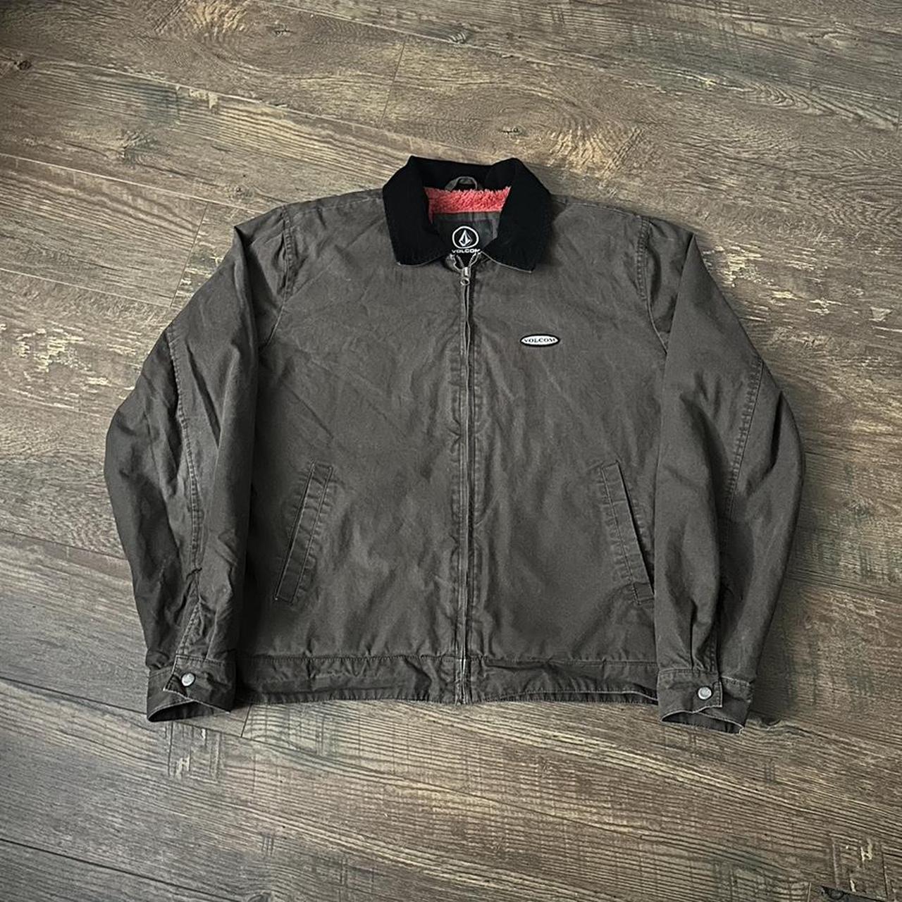 Men’s Detroit-style brown Volcom Jacket Red fuzzy... - Depop