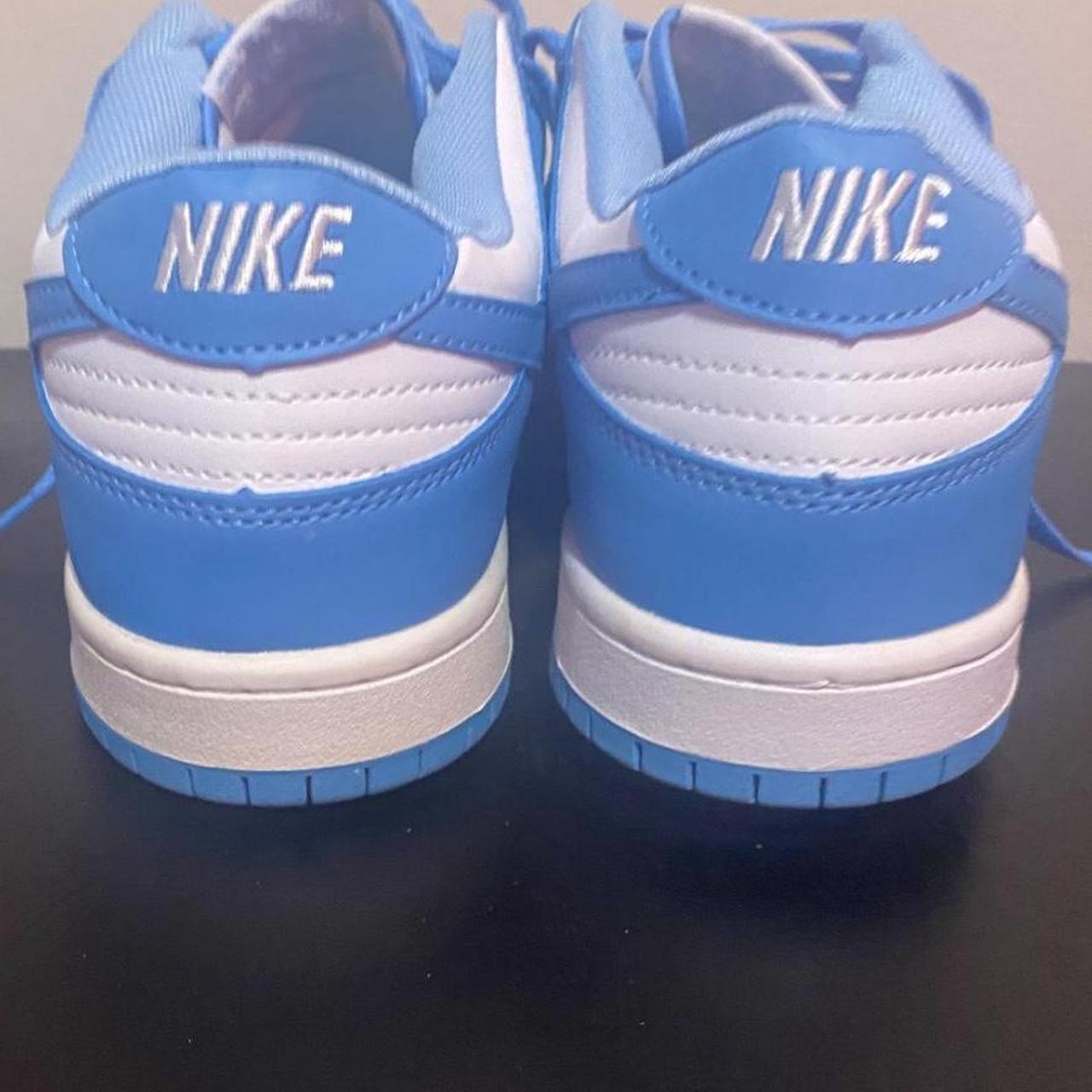 Nike Dunk Low UNC blue and white trainers - Depop