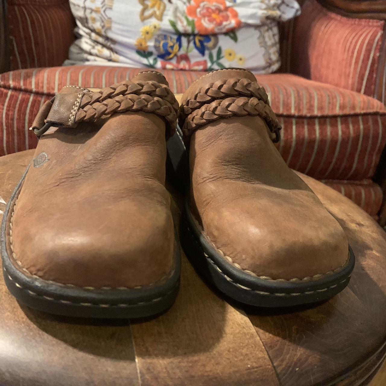 Boho Brown Leather Born Clogs Size 8 #boho #hippie... - Depop