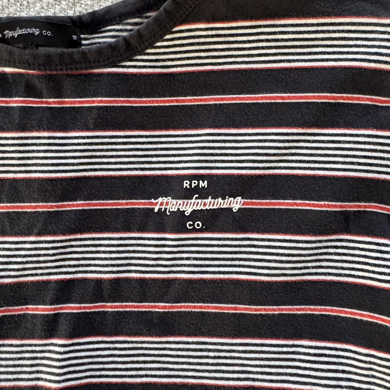 RPM Manufacturing Co. Black and red striped short... | Depop