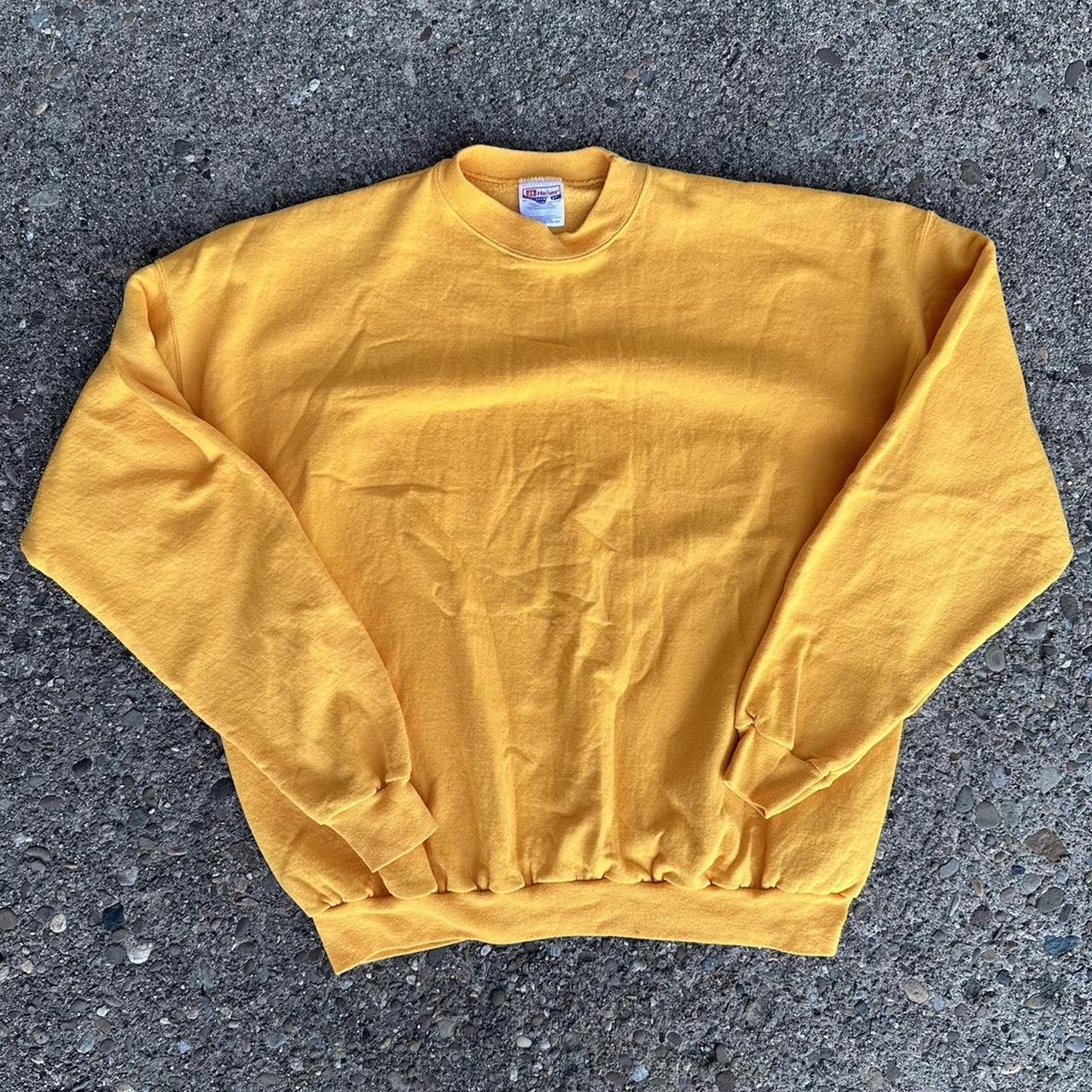 Vintage 90’s Essential Yellow Hanes Crewneck... - Depop