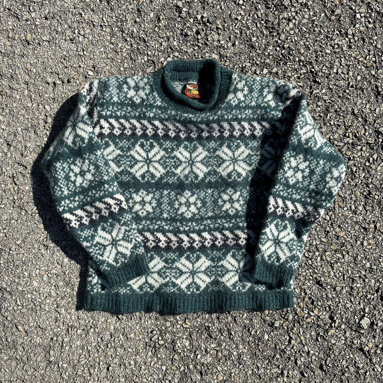 Vintage 70’s Women’s Wool Snowflake Pattern Sweater,... - Depop