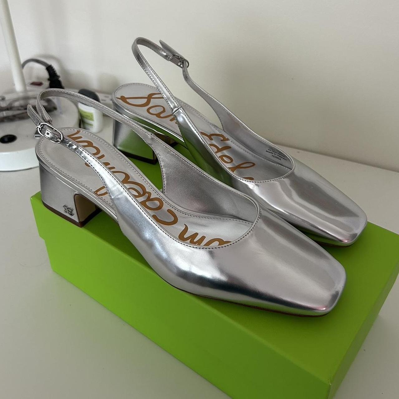 Sam Edelman silver slingback heels. Never worn... - Depop