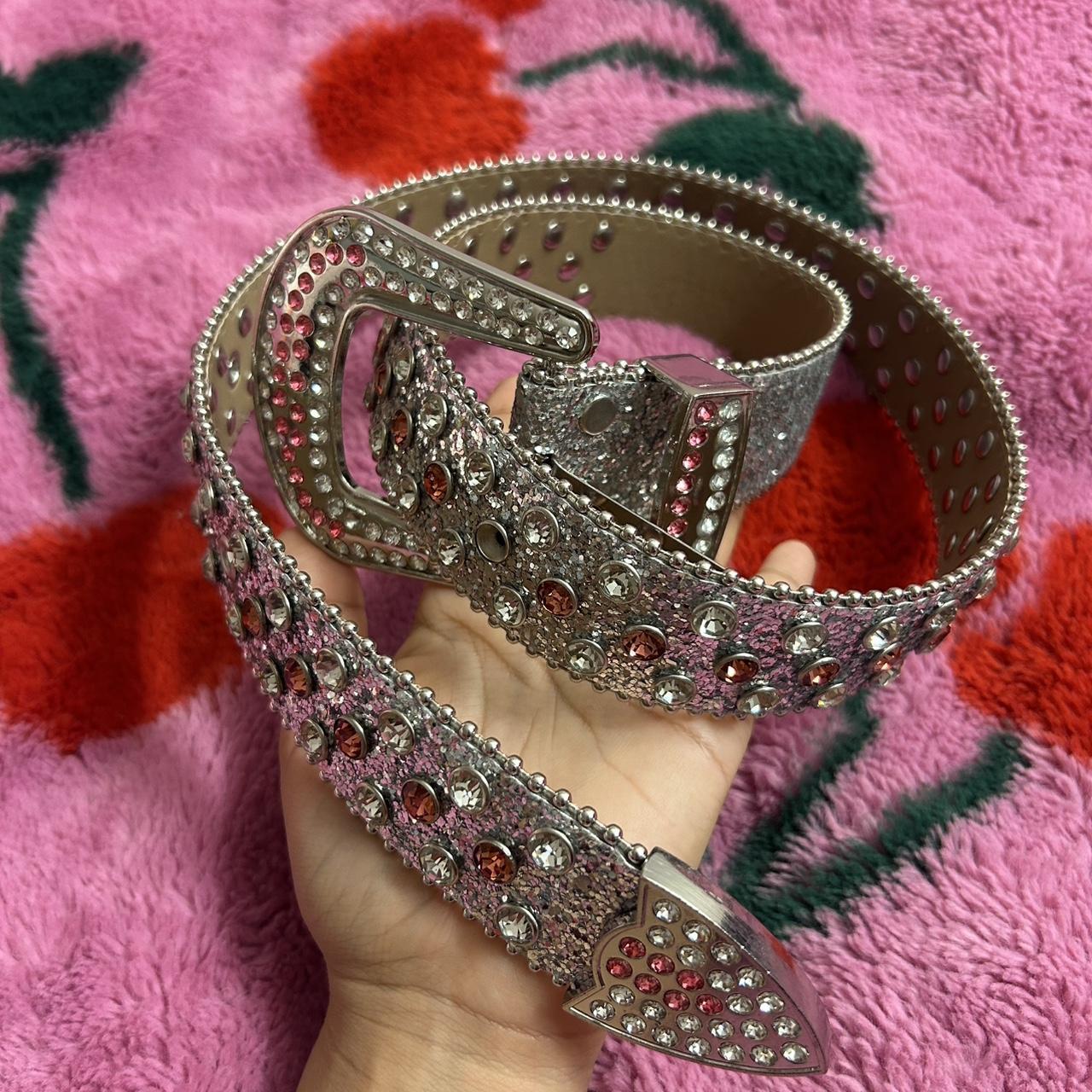 Silver and red rhinestone belt #rhinestonebelt... | Depop