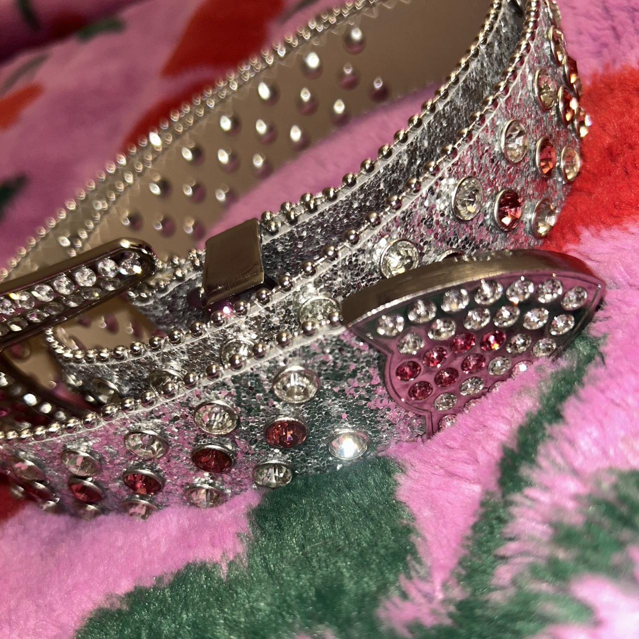 Silver and red rhinestone belt #rhinestonebelt... | Depop