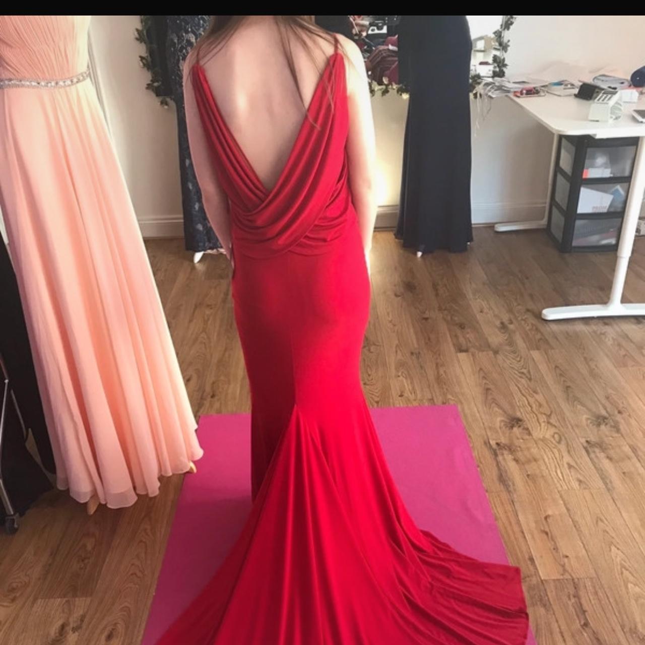 Red cow open back Prom dress - Depop